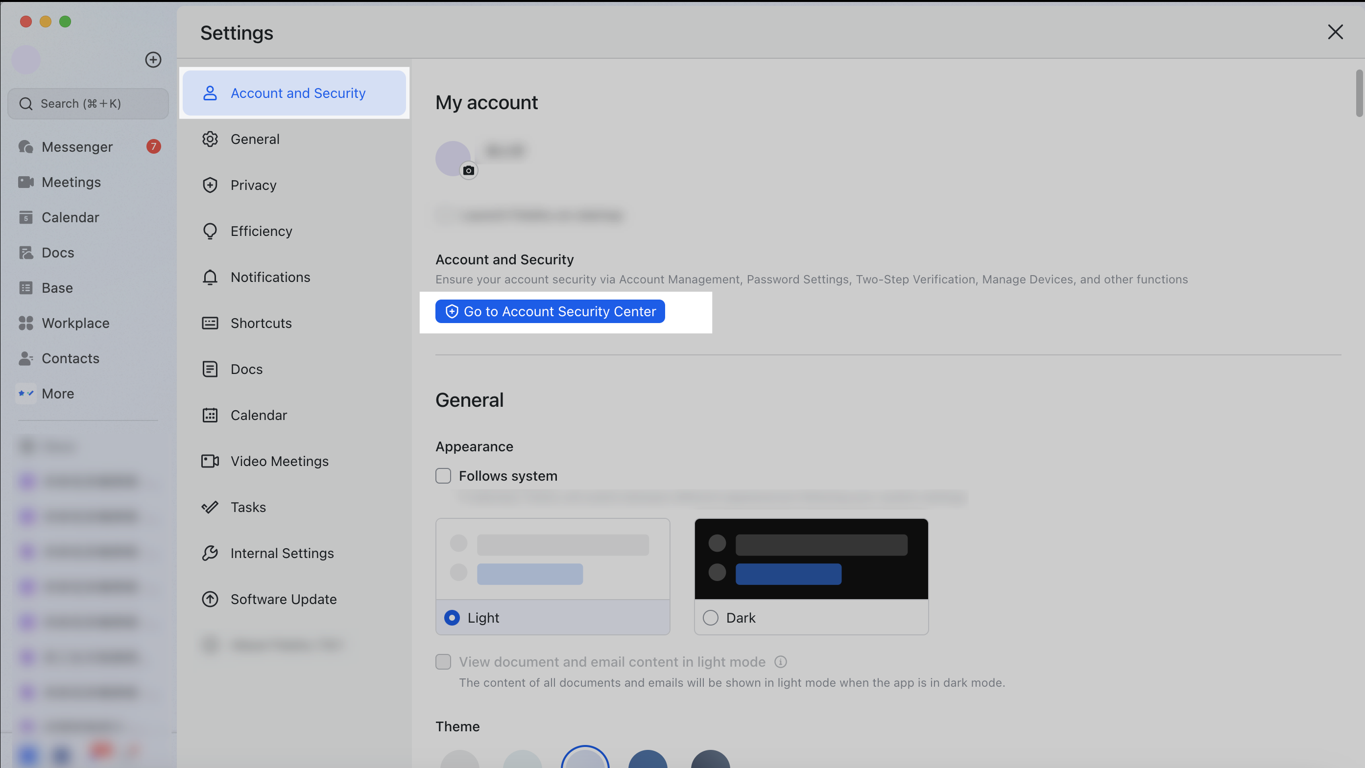 Manage Lark login method and contact information
