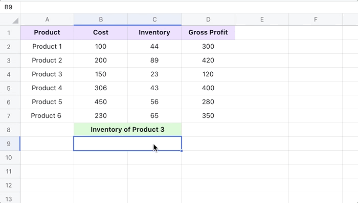 INDEX function for Sheets