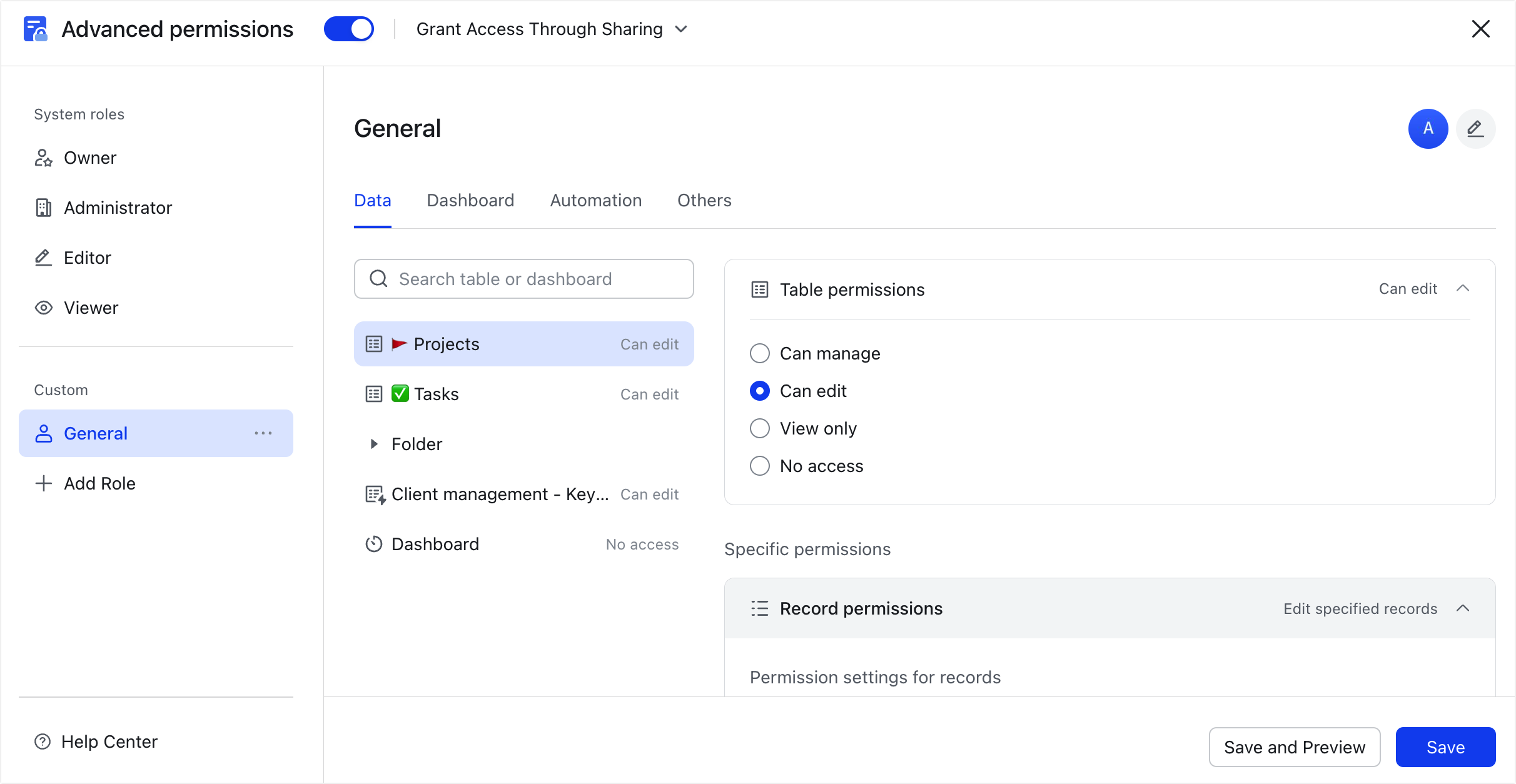 Overview of record and field permissions in advanced permissions