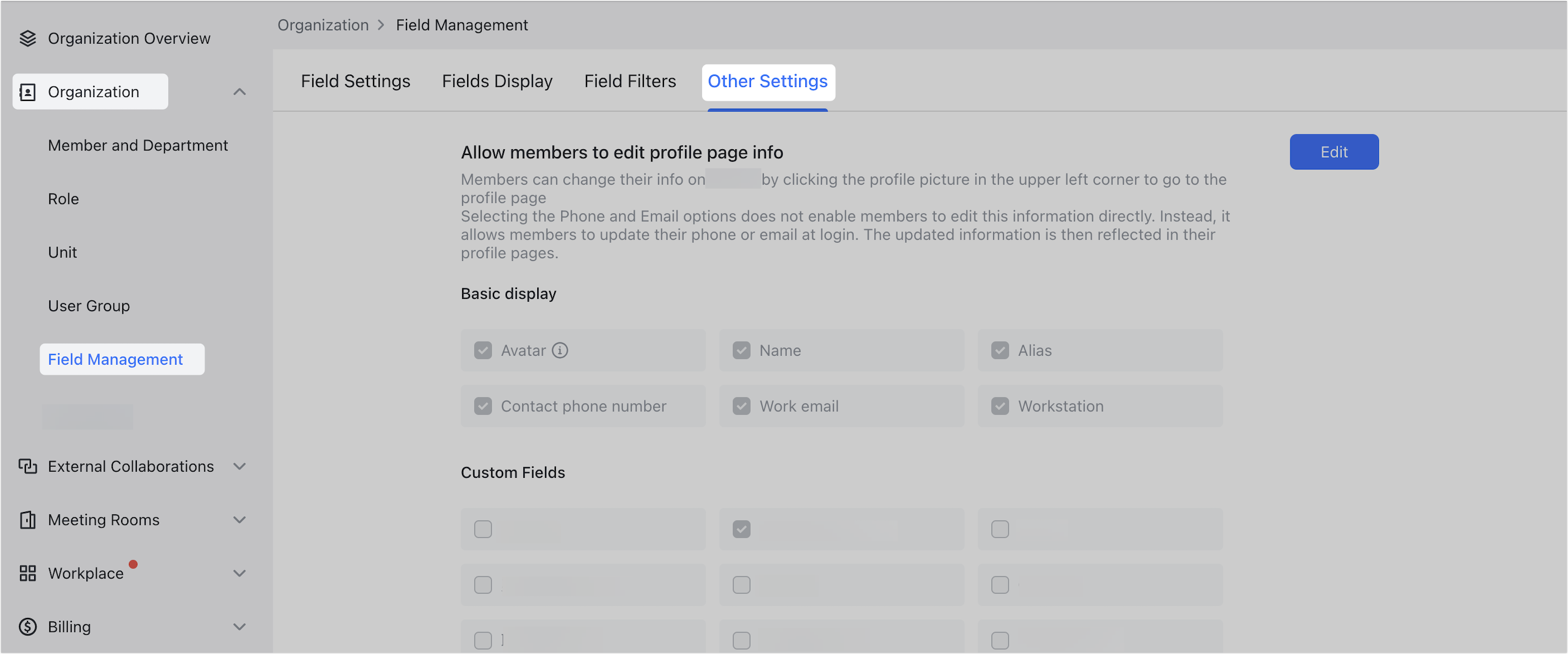 Admin | Allow members to edit their information