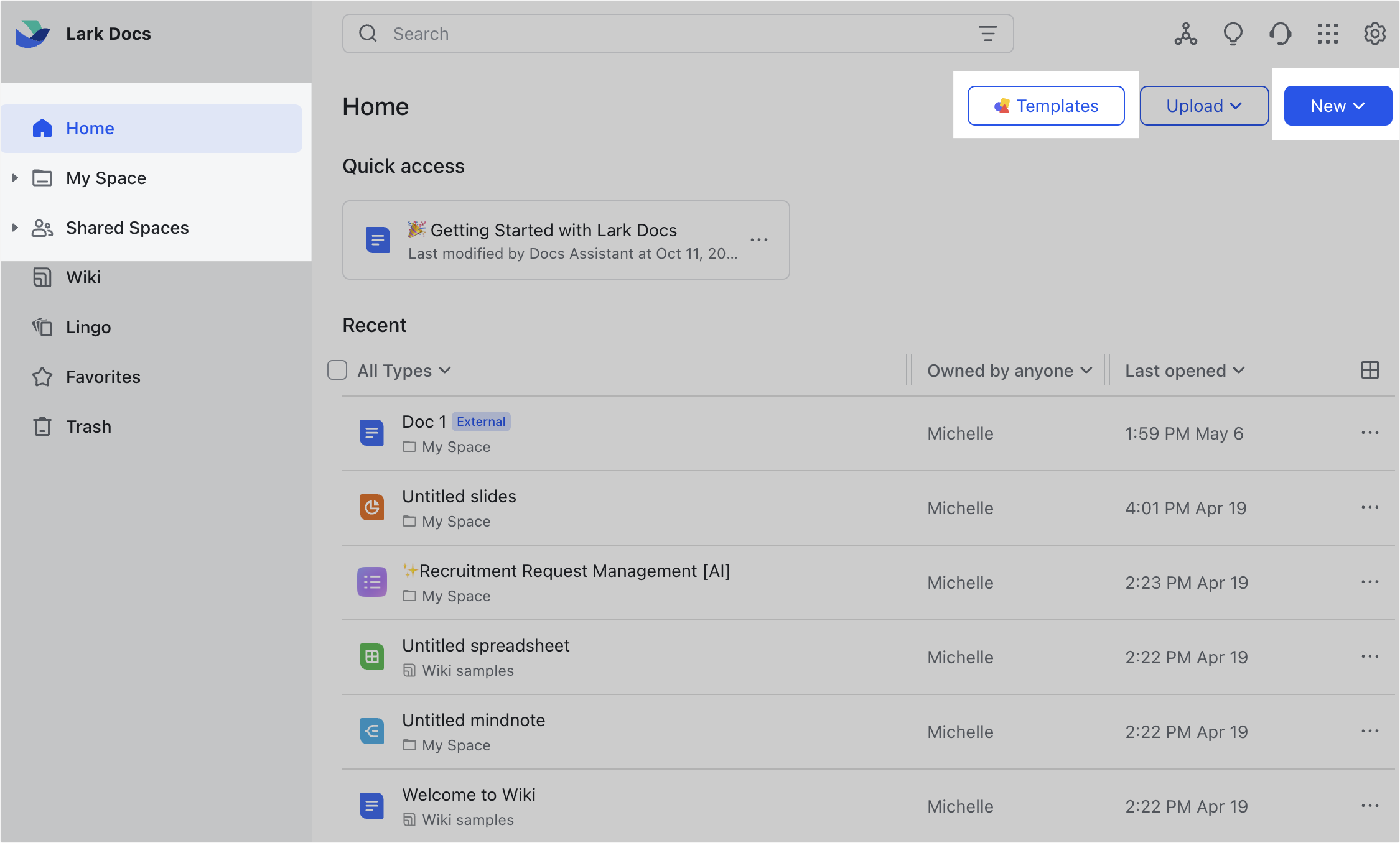 Use templates in Lark Docs