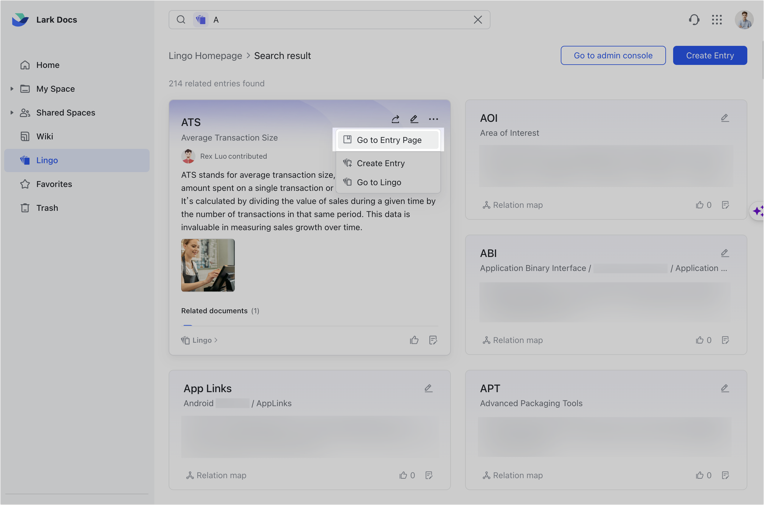Copy a link to a Lingo entry