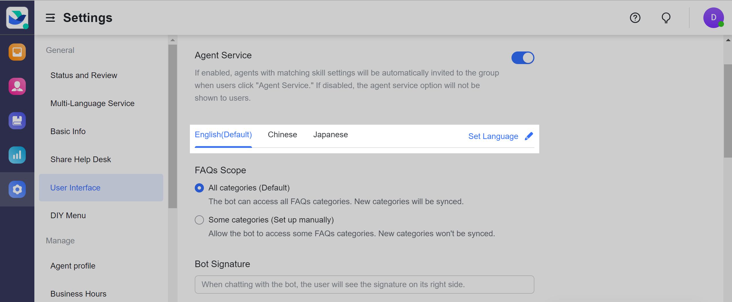 Use multi-language FAQs