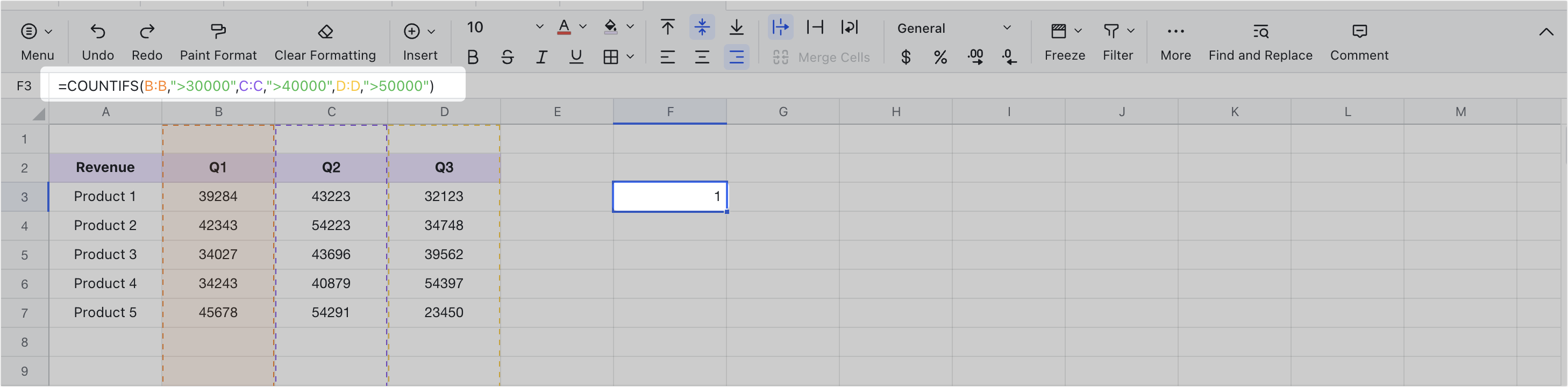 COUNTIFS function for Sheets
