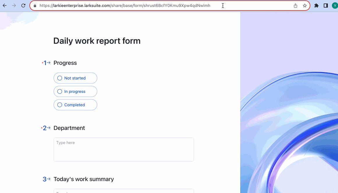 Prefill default values for Lark Forms