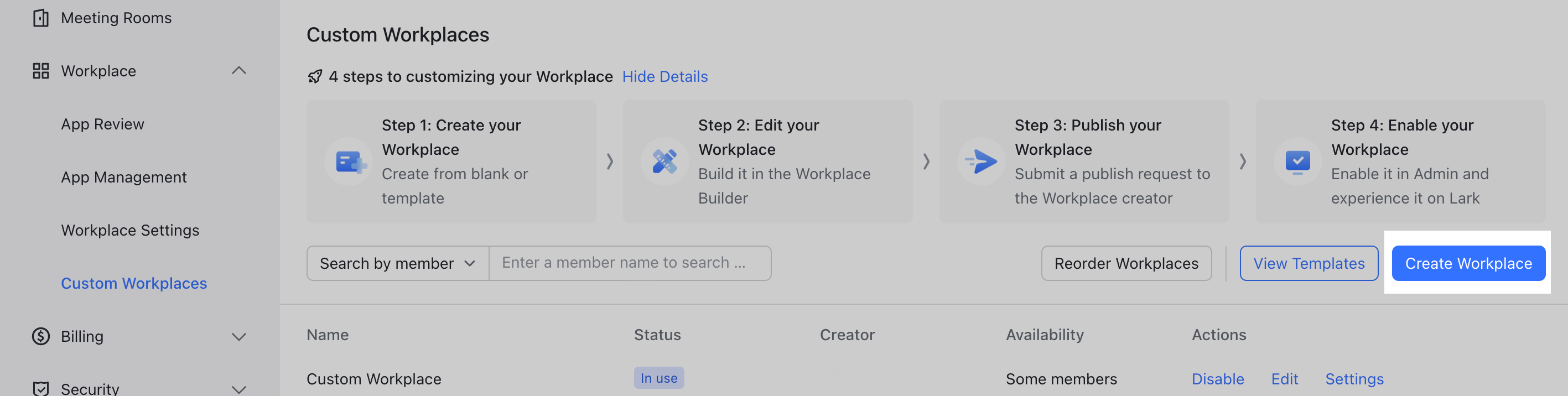 Create a Custom Workplace