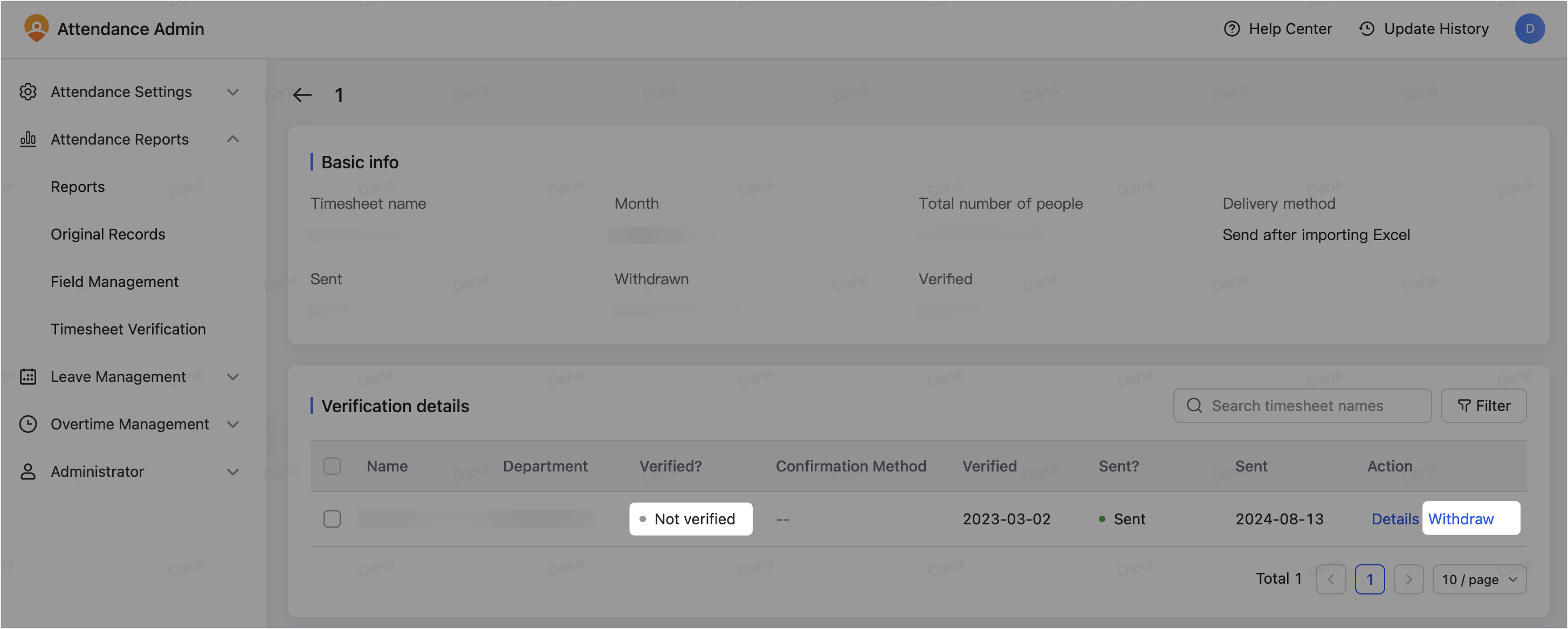 Admin | Manage attendance timesheets