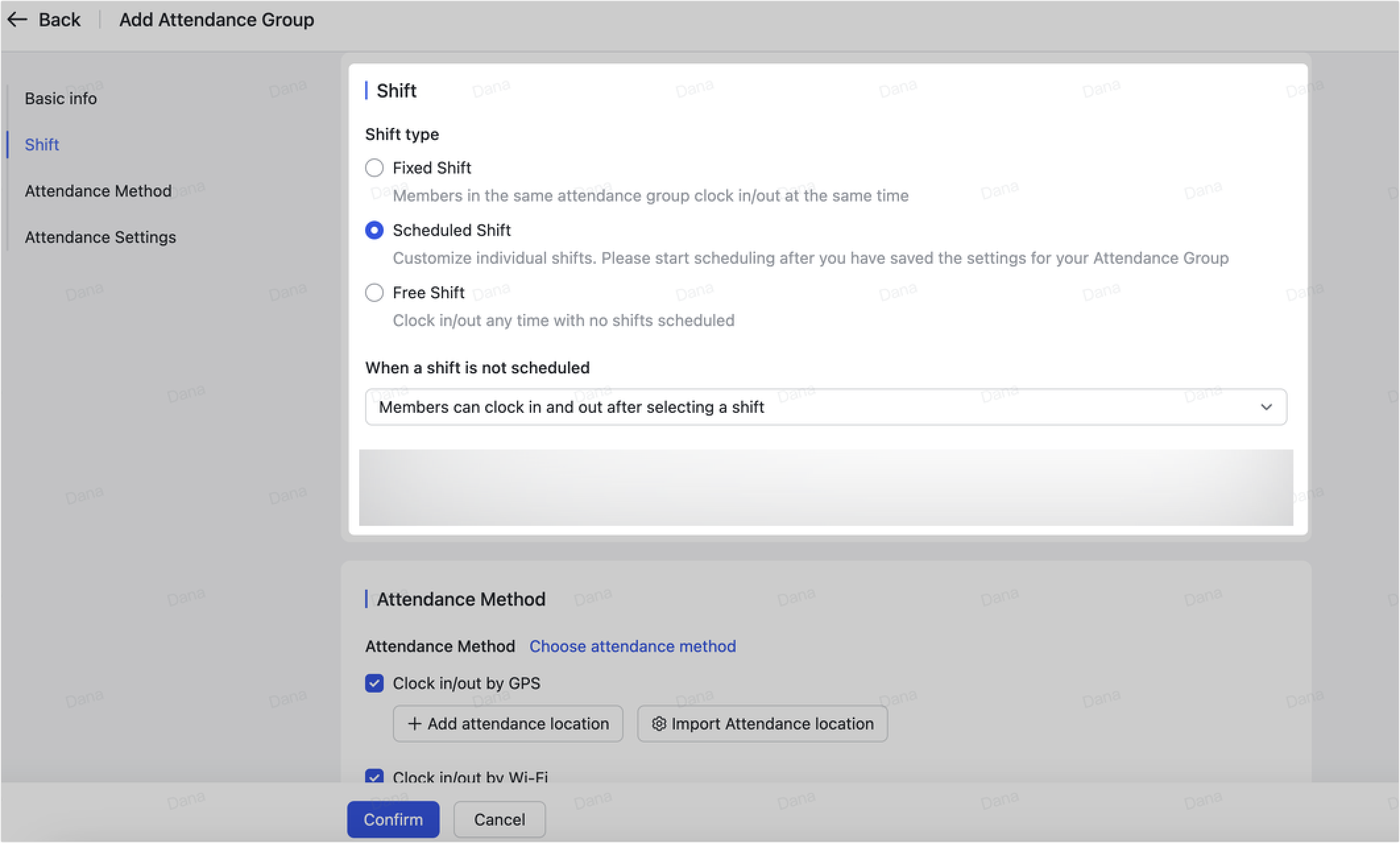 Admin | Set scheduled shift