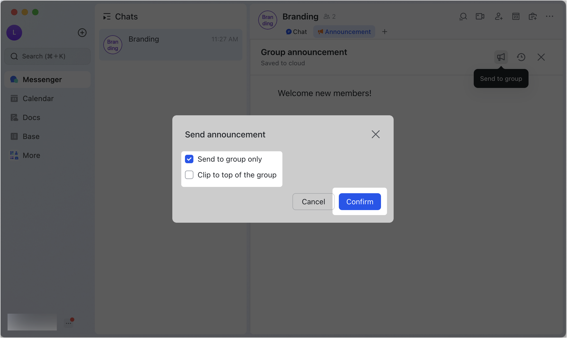 Send and manage group announcements