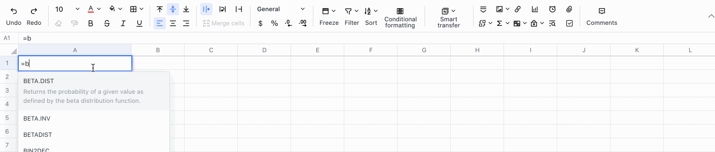 BETA.DIST function for Sheets