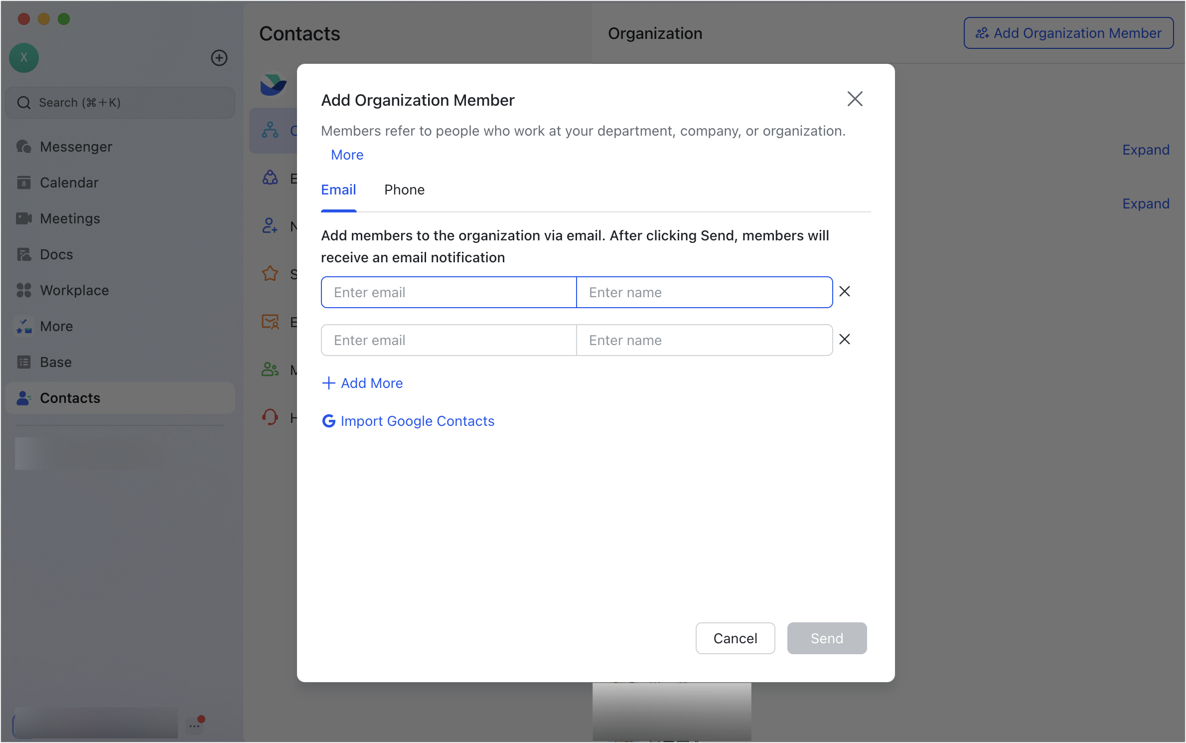Invite members to join an organization