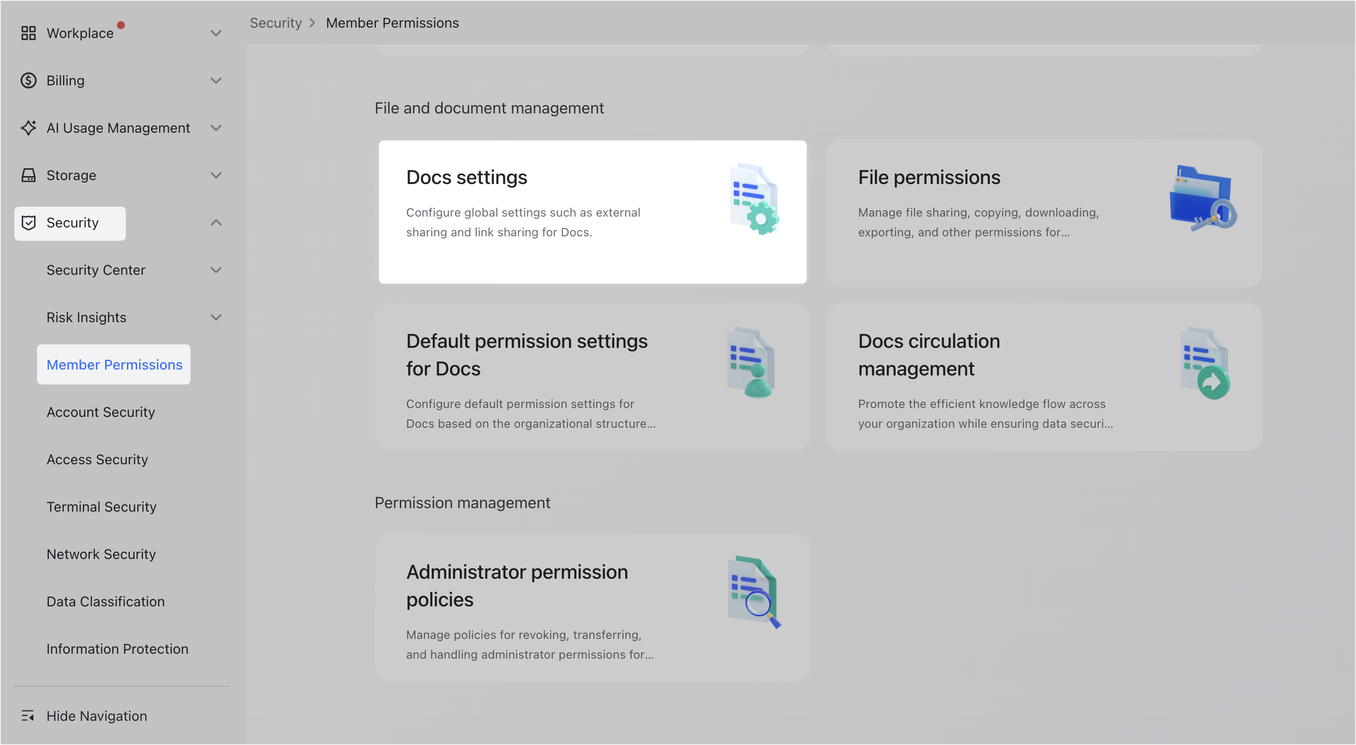 Admin | Configure Docs settings