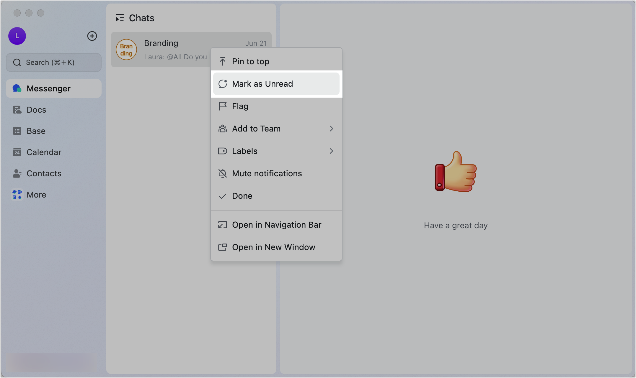 Mark a chat as unread
