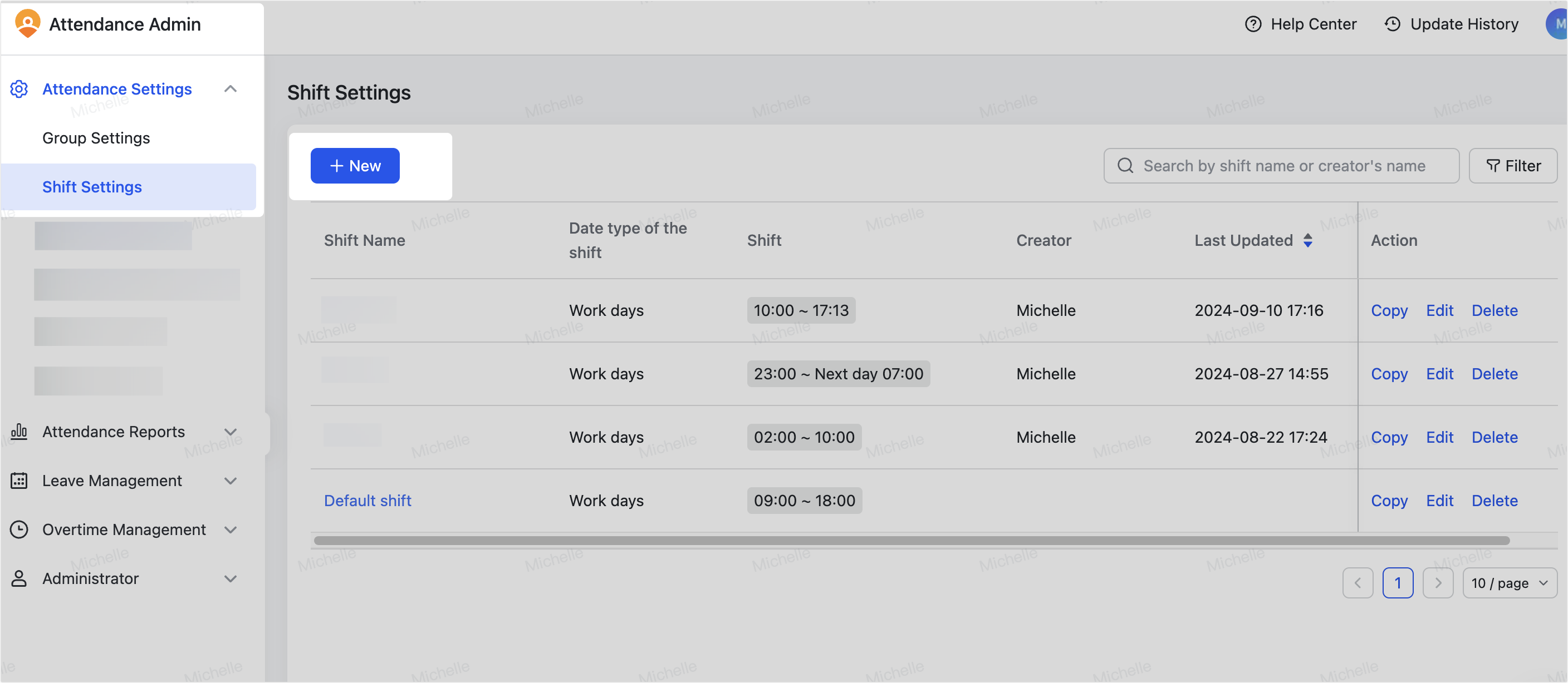 Admin | Configure shift settings