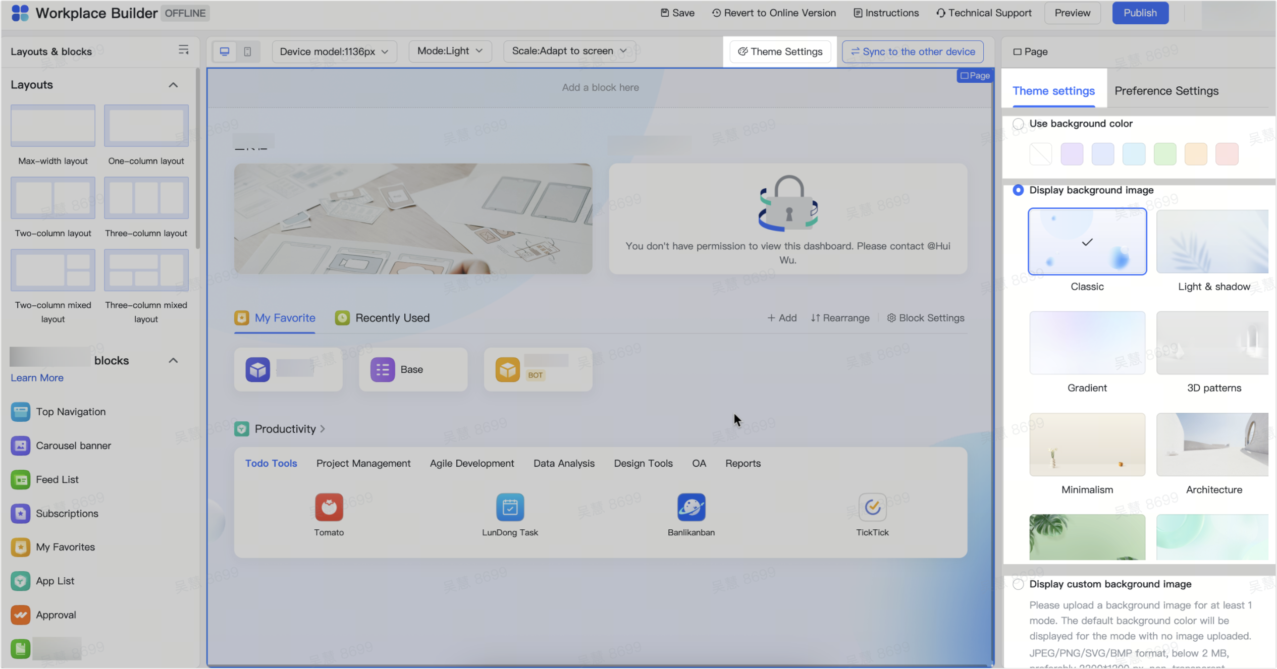 Edit a custom workplace with Workplace Builder