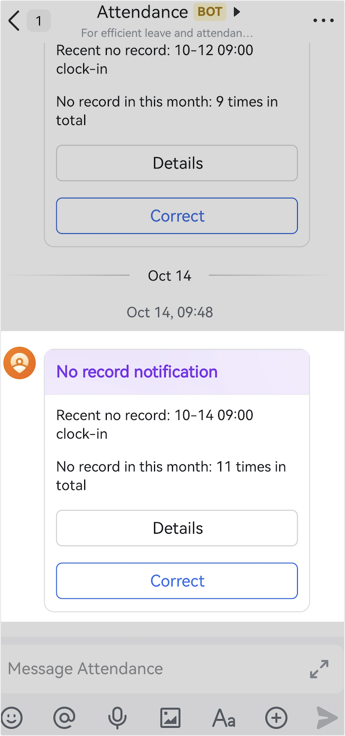 Submit an Attendance correction request
