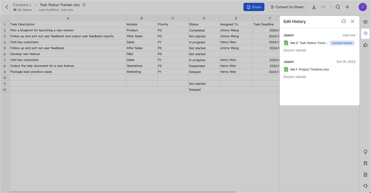 View, update, restore, or delete file versions