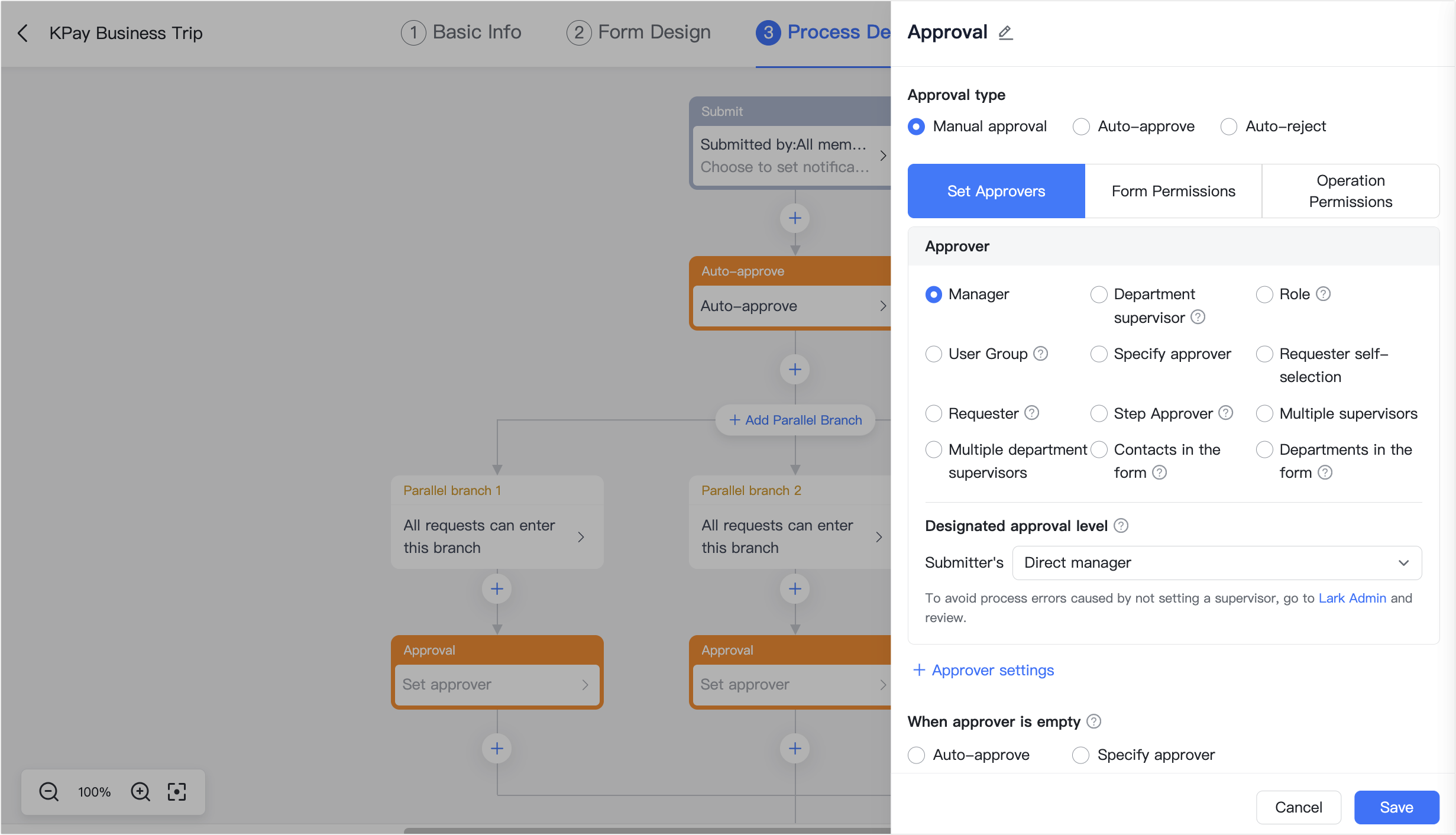Admin | Set up parallel branches for an approval process