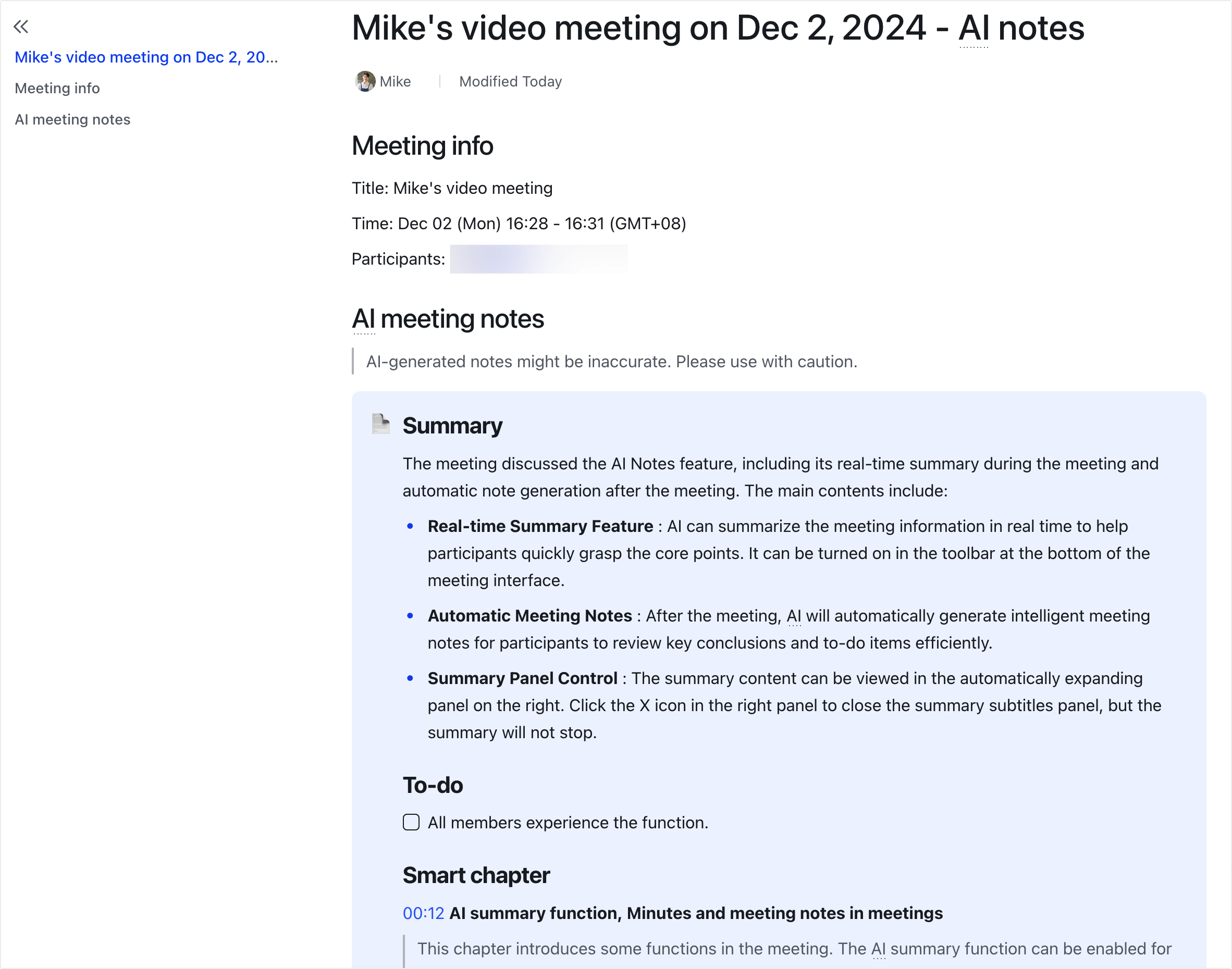 Use AI-enhanced meeting notes