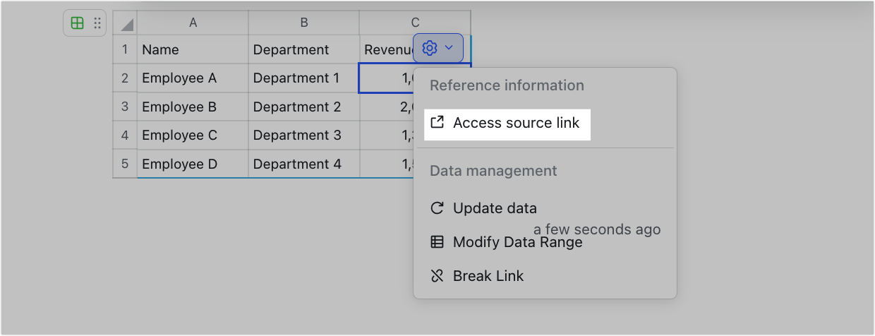 Reference data from Sheets in Docs