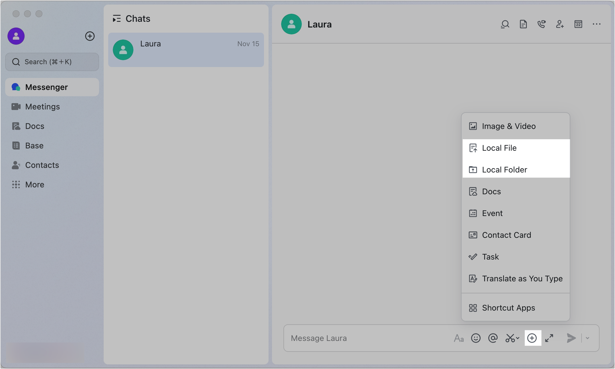 Send files and folders