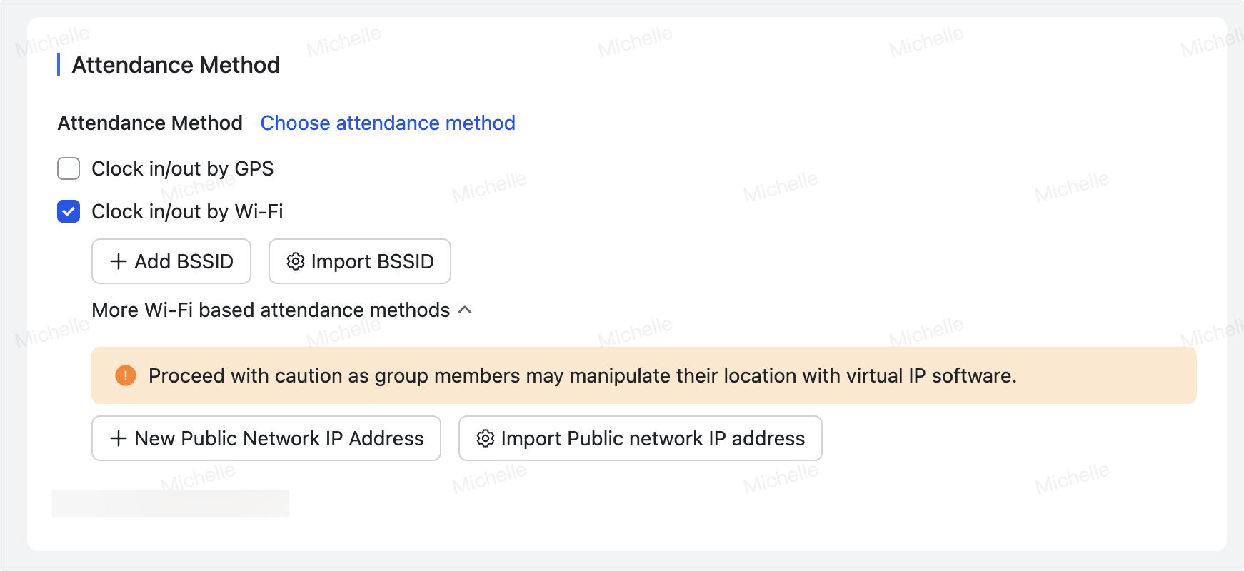 Admin | Set up clock in/out by Wi-Fi (based on BSSID)